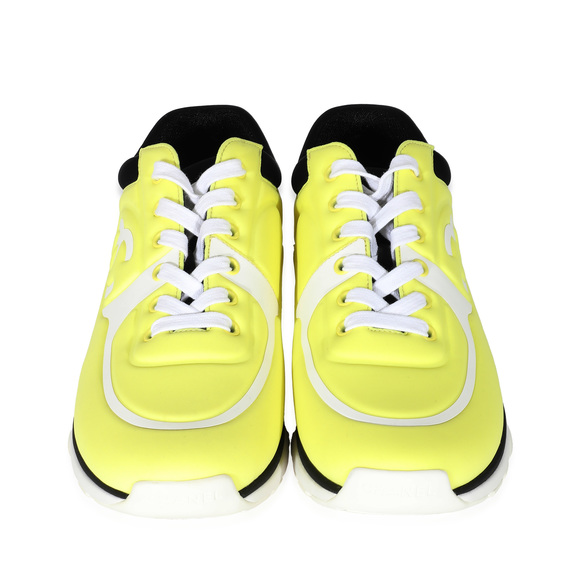 CHANEL | Shoes | Chanel 9s Neon Yellow Lycra Interlocking Cc Sneakers ...